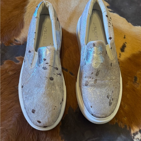 J/SLIDES | Shoes | Jslides Metallic Silver Slipon Shoes Like New | Poshmark